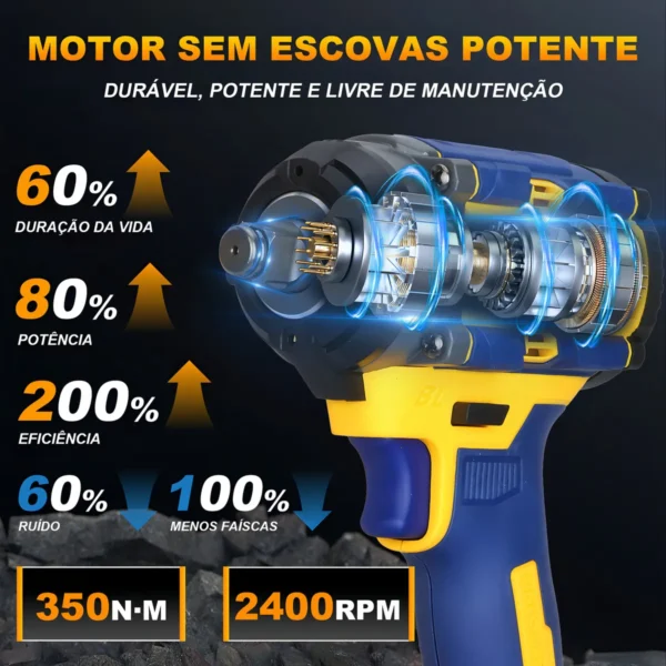 Wetoke 48V Professional Impact Wrench/Driver: 350Nm Torque, Cordless ...
