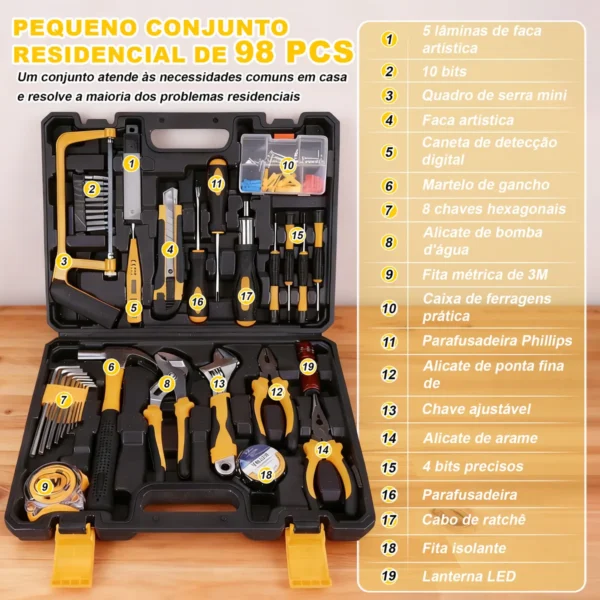 WeToke 98-Piece Basic Manual Tool Set with Portable Case, Black ...