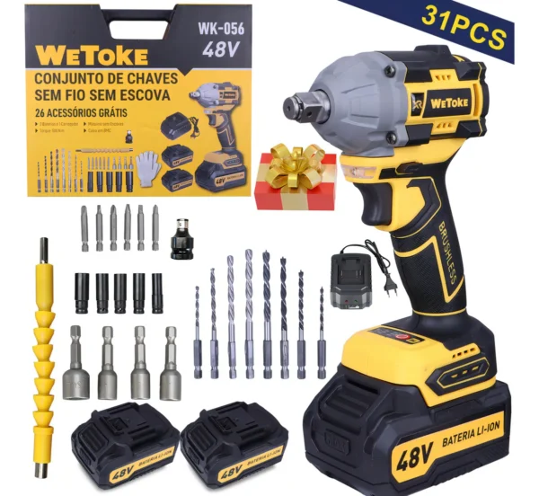 Wetoke 48V Professional Impact Wrench/Driver: 350Nm Torque, Cordless ...