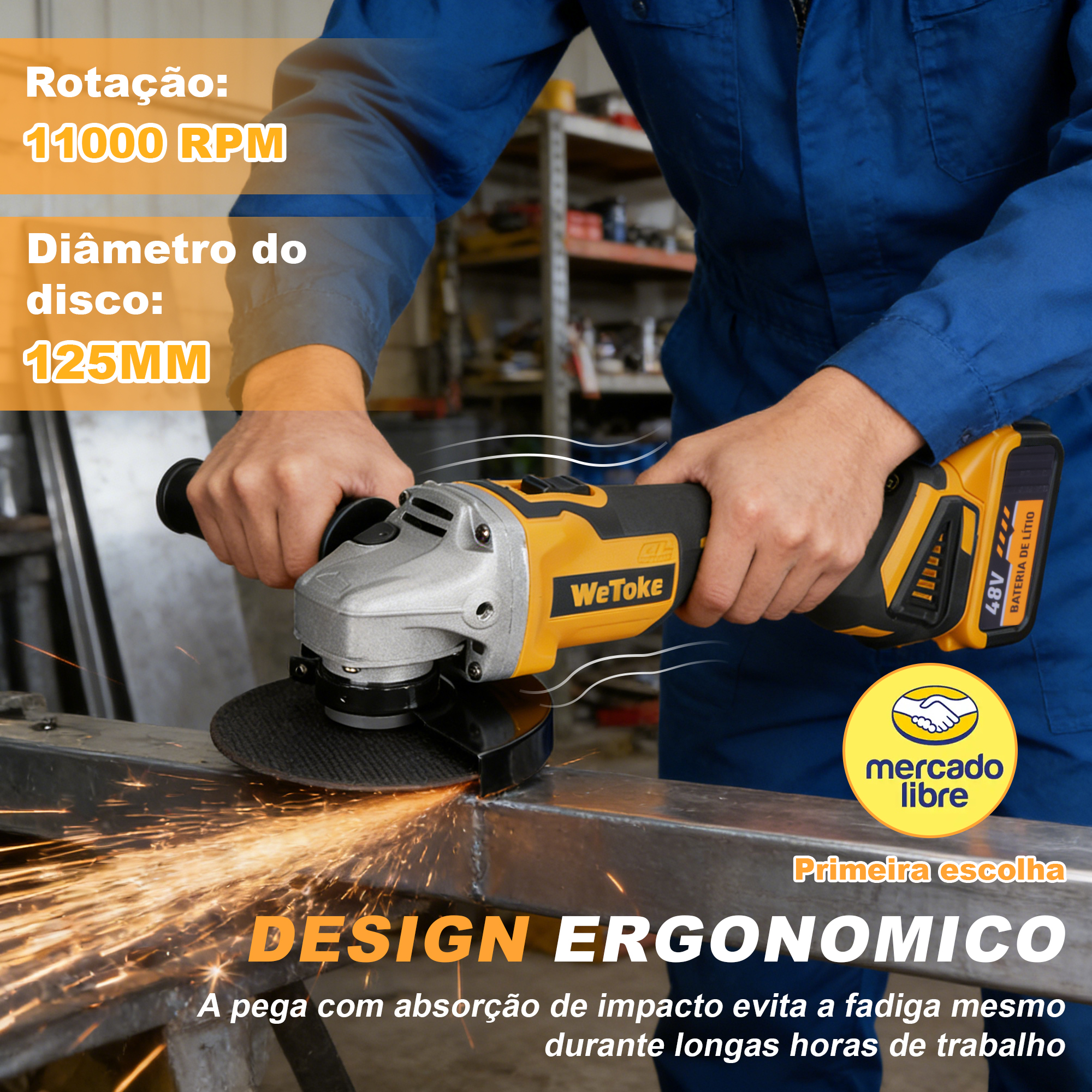 Wetoke 21V Professional Cordless Impact Drill/Driver & Angle Grinder ...