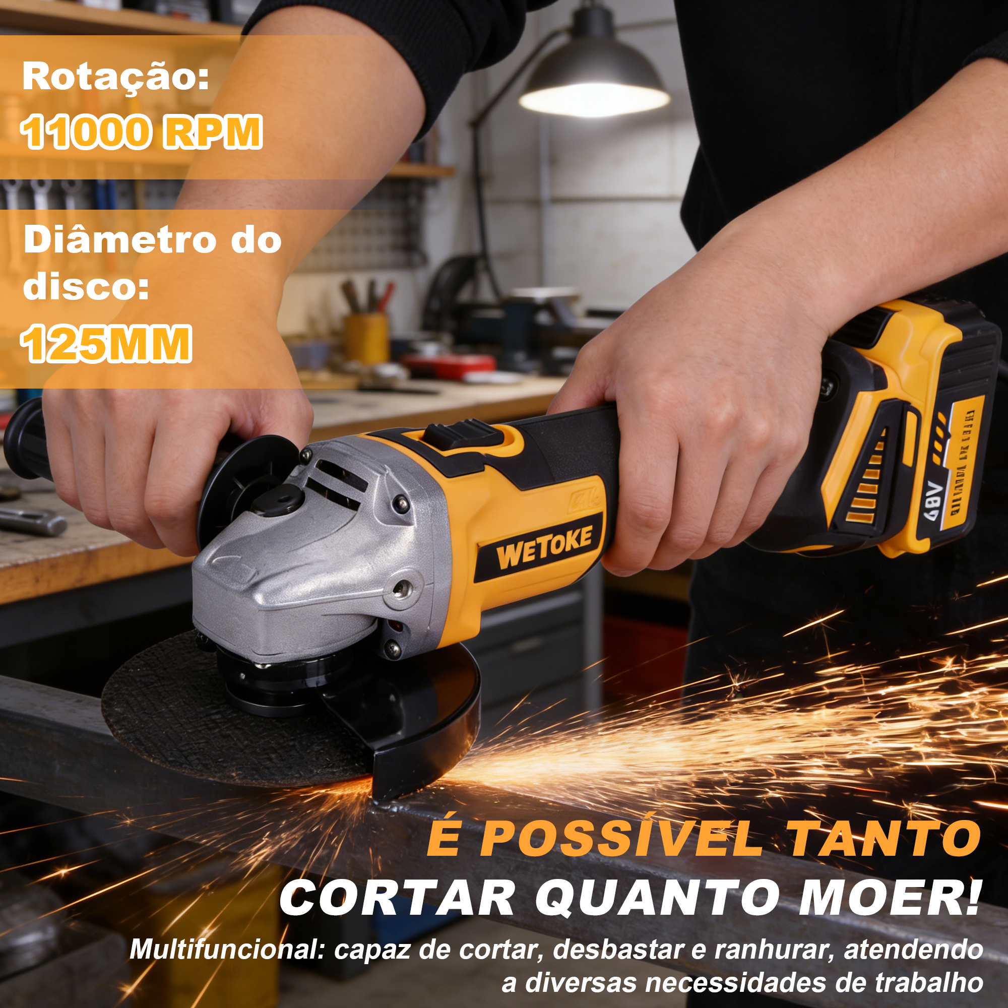 WeToke 21V Brushless Angle Grinder and Impact Wrench Professional ...