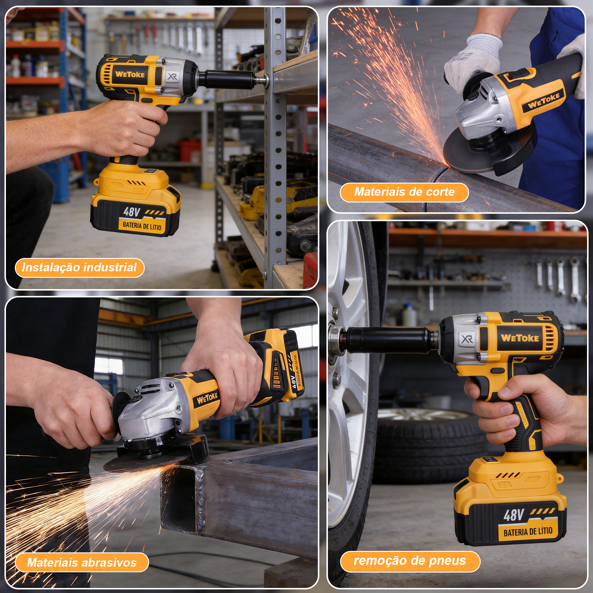 WeToke 21V Brushless Angle Grinder and Impact Wrench Professional ...